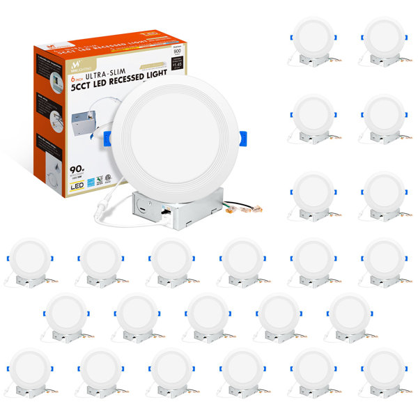 MW LIGHTING 6 Inch Canless 5 Selectable Color Temperature Ultra-Slim Baffle Round LED Downlight ...